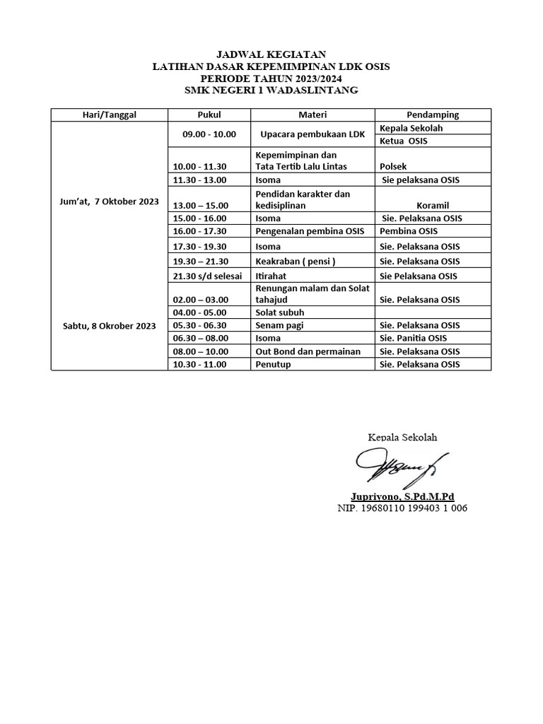 Jadwal LDK Tahun 2023 | PDF