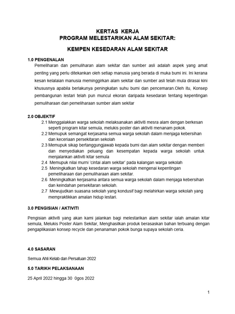 Kertas Kerja Lestari | PDF
