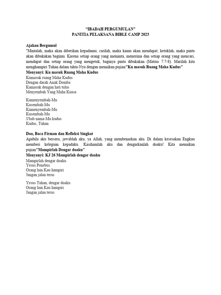 Ibadah Pergumulan | PDF