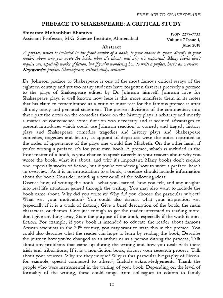 Preface To Shakespearee | PDF
