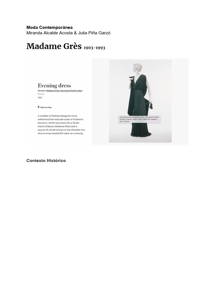 Madame Grès - Moda Contemporánea - 1 | PDF | Historia