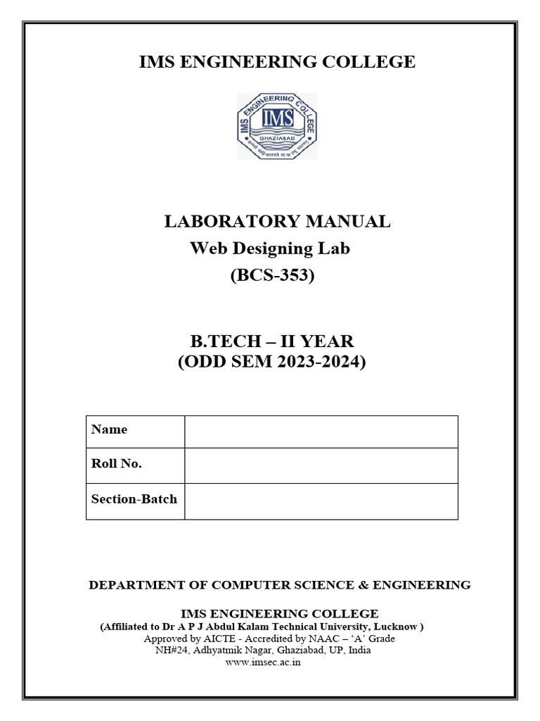Web Designing Lab Manual | PDF Web Designing Lab Manual | PDF