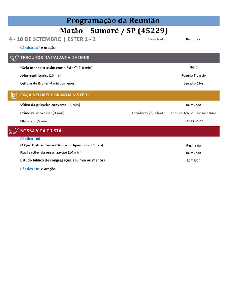 MWB - 5 - Setembro e Outubro 2023 | PDF