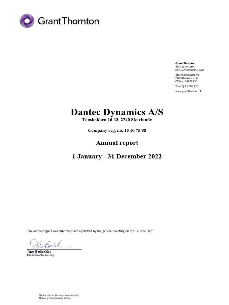 Dantec Dynamics AS Anual Report For 2022 | PDF