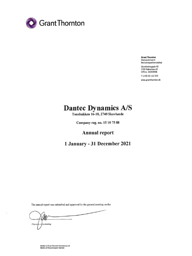 Dantec Dynamics AS Anual Report For 2021 | PDF