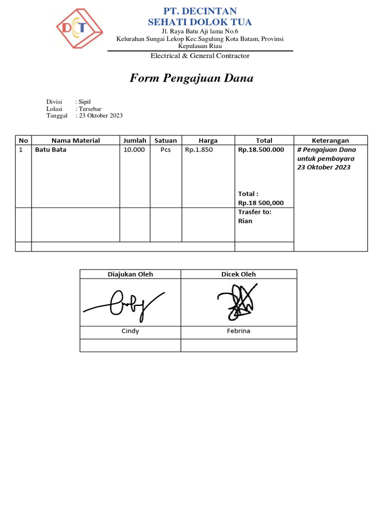 Inv - Batu Bata | PDF