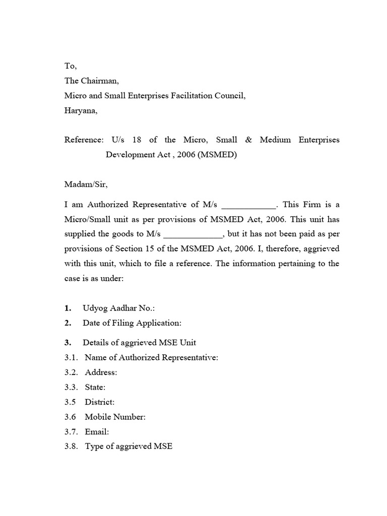 Format-MSME Complaint | PDF