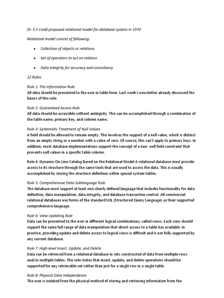 Relational Database Rules Explained | PDF | Relational Database | Databases