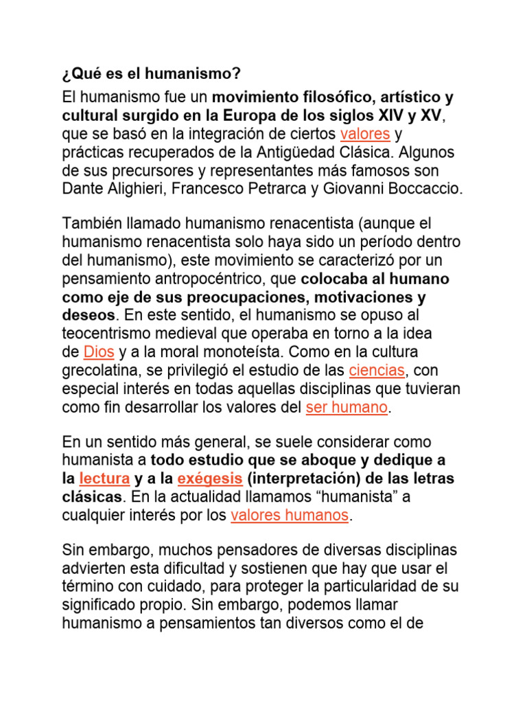 Introducción al Humanismo y su Impacto | PDF