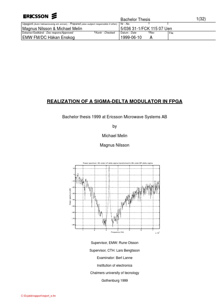 Realization of A Sigma-Delta Modulator in Fpga | PDF | Analog To Digital Converter | Digital ...