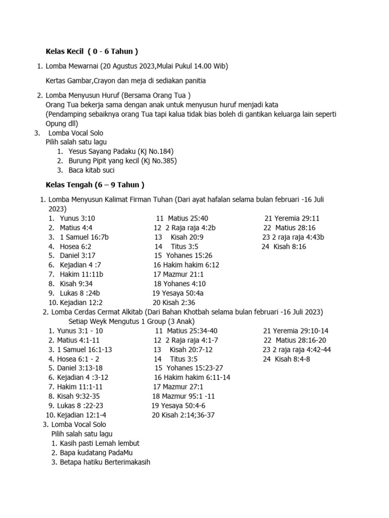 Bahan Sekolah Minggu | PDF | Agama & Spiritualitas