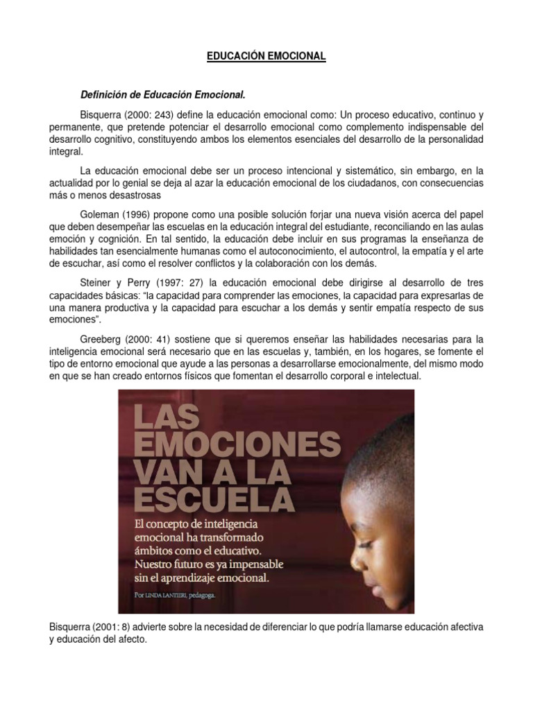 Educación Emocional en La Escuela | PDF