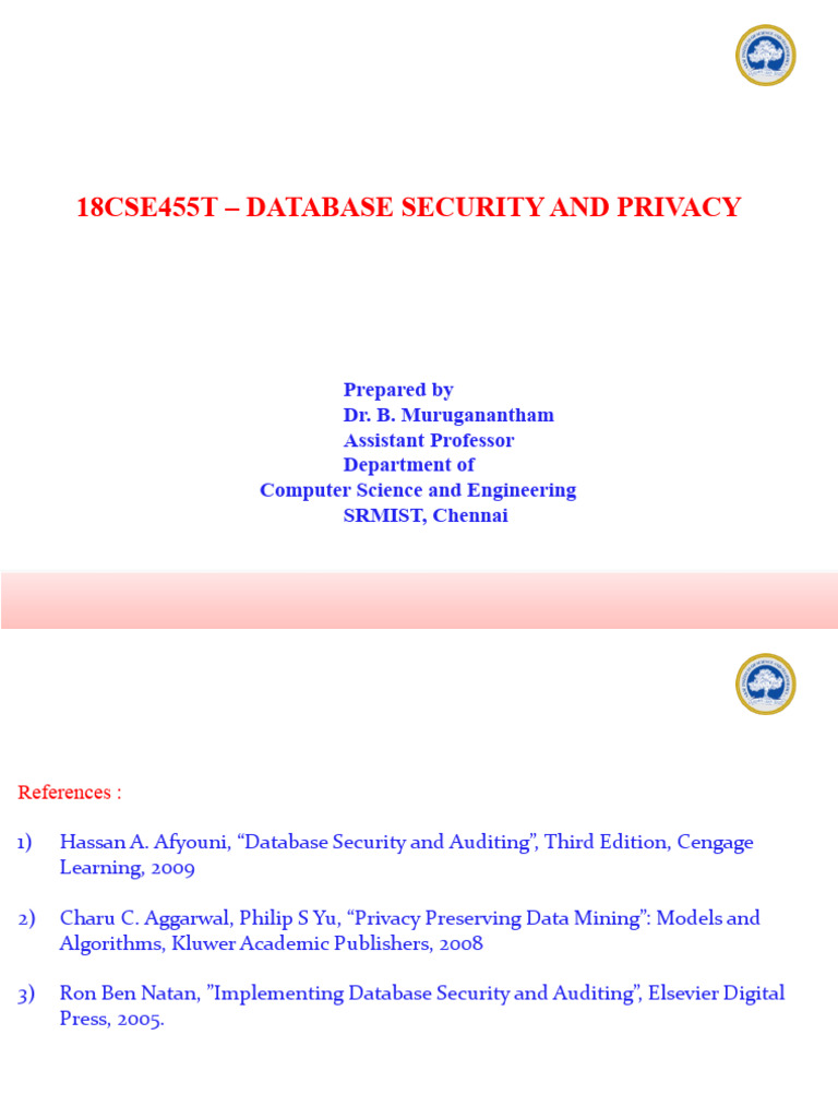 Database Security and Privacy UNIT - II - PPT | PDF
