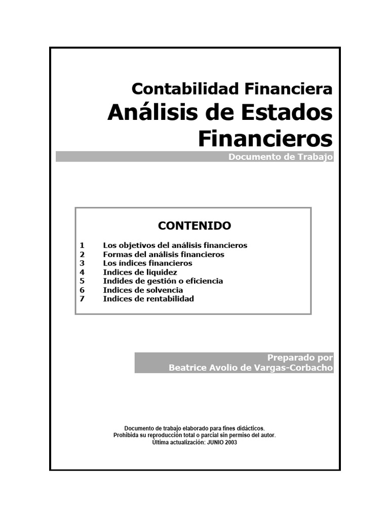 Analisis de Estados Financieros | PDF | Capital de trabajo | Liquidez de mercado