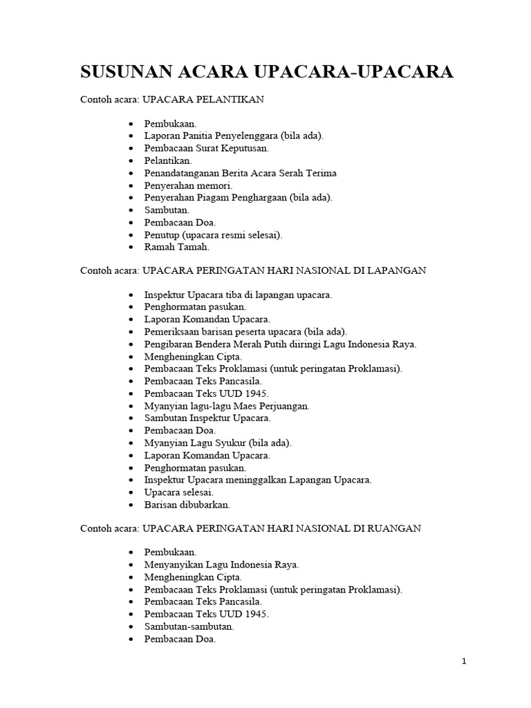 Susunan Acara Upacara Resmi | PDF