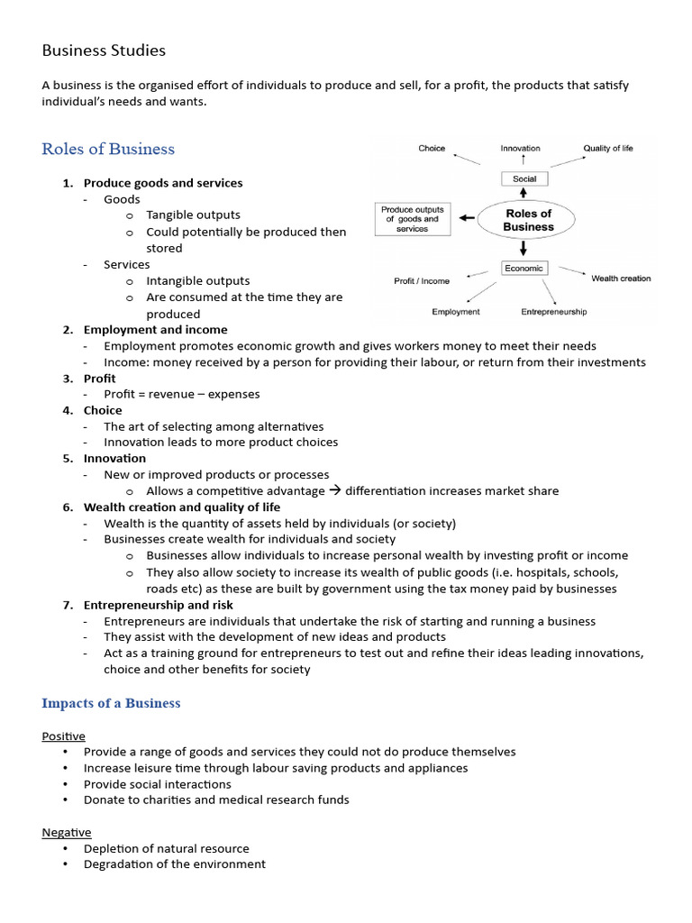 Business Studies Notes | PDF | Expense | Pricing