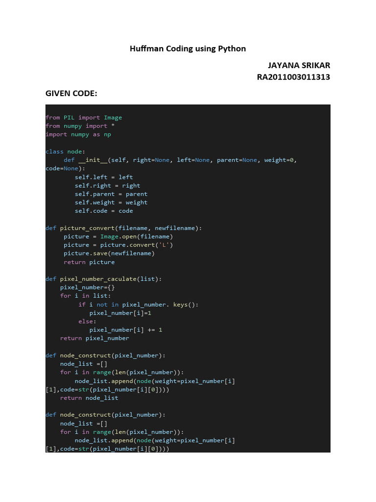 Huffman Coding Using Python | PDF Huffman Coding Using Python | PDF