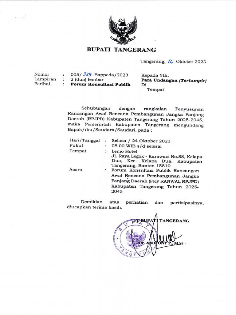 Und - Offline FKP RANWAL RPJPD Kab. Tang 2025-2045 | PDF