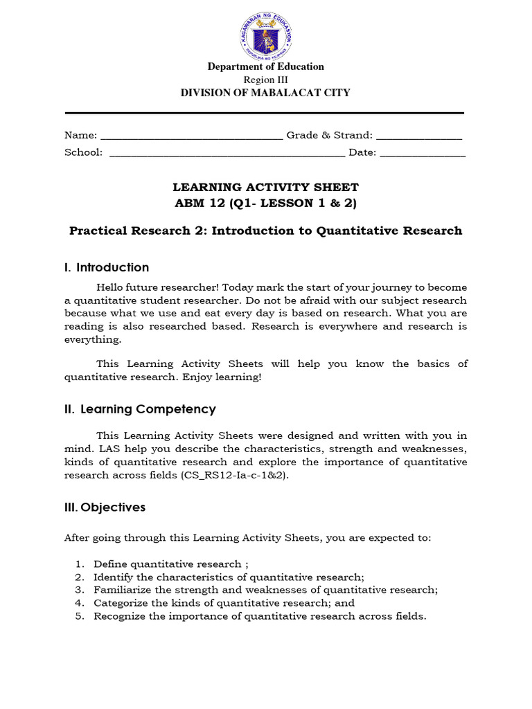 Practical Research 2 - Q1 - Wk1 - 2 - Introduction To Quantitative ...