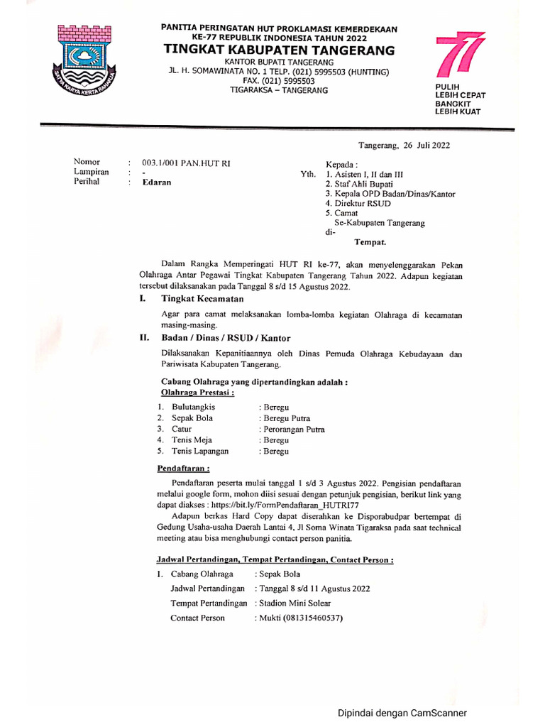 Surat Edaran HUT RI | PDF