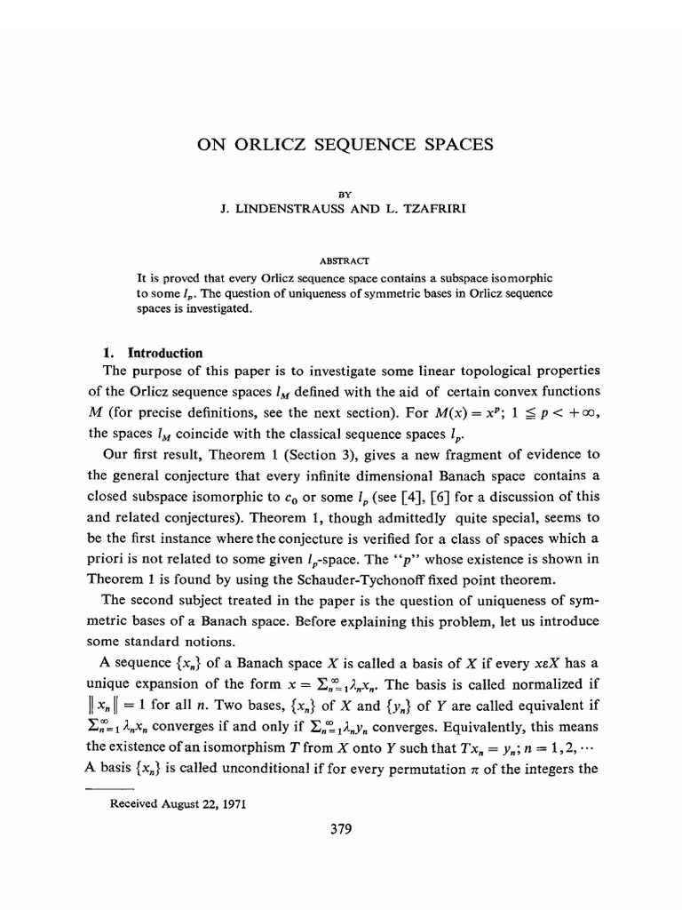1971 On Orlicz Sequence Spaces Pdf Teaching Methods And Materials