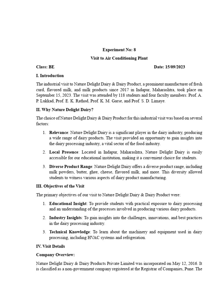 Industrial Visit Report-1 | PDF