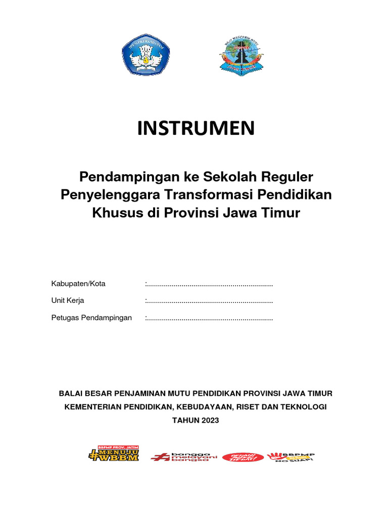INSTRUMEN SATPEN Pendampingan Sekolah Reguler TTG Transdiksus REV3 | PDF