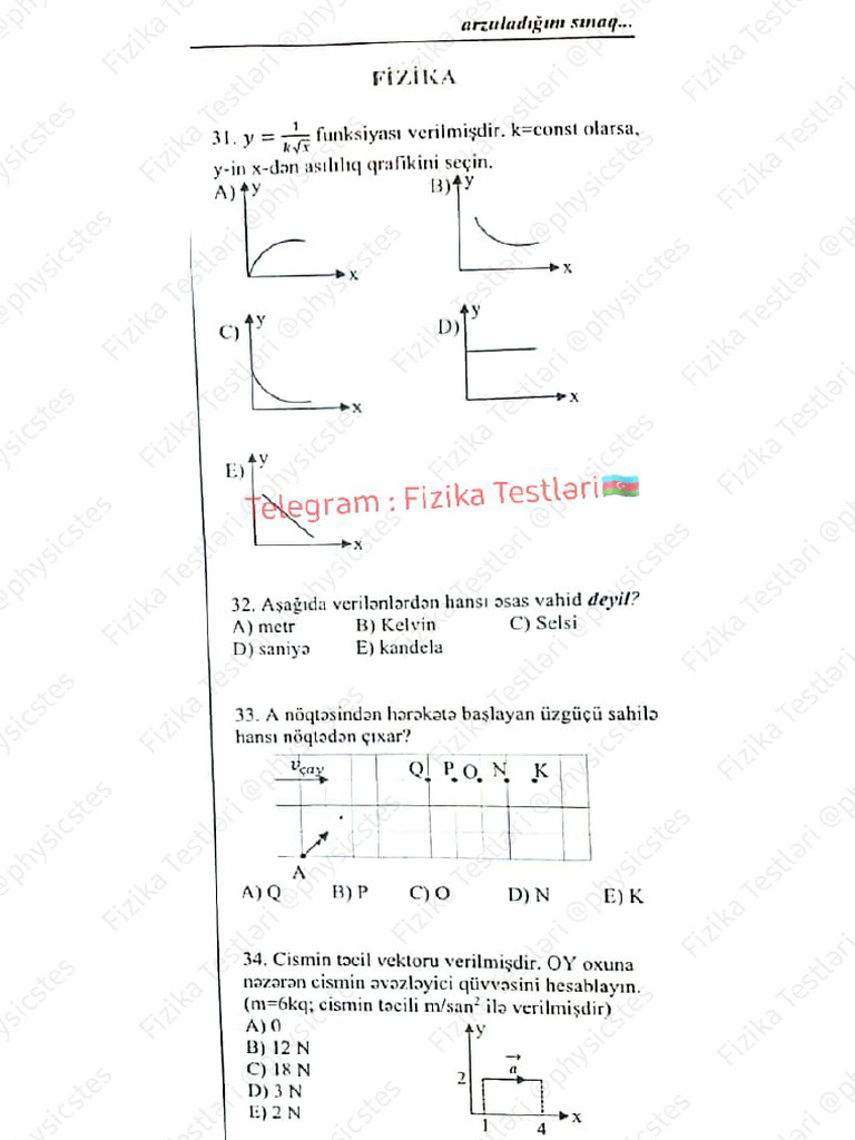 İzə 11ci Sinif Fizika Sınaq 16 10.2022 | PDF