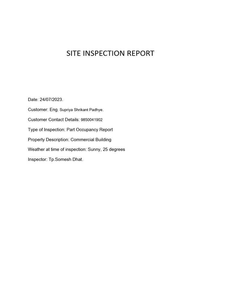 Site Inspection Report | PDF