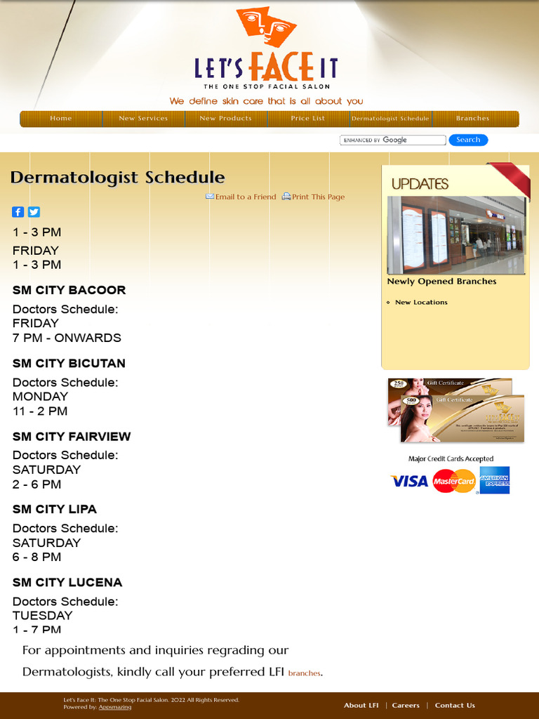 Dermatologist Schedule Let's Face It | PDF