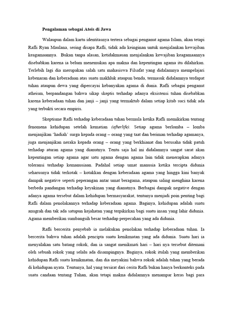 Pengalaman Sebagai Ateis Di Jawa | PDF