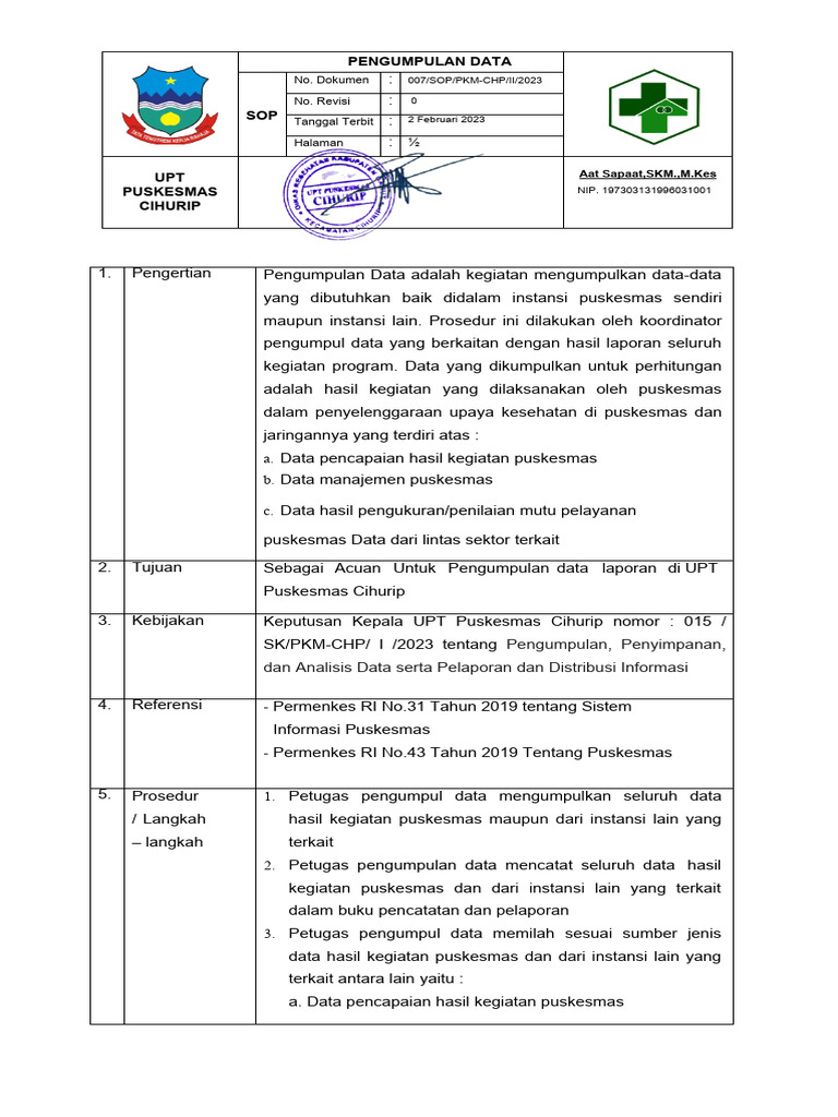 SOP Pengumpulan Data | PDF