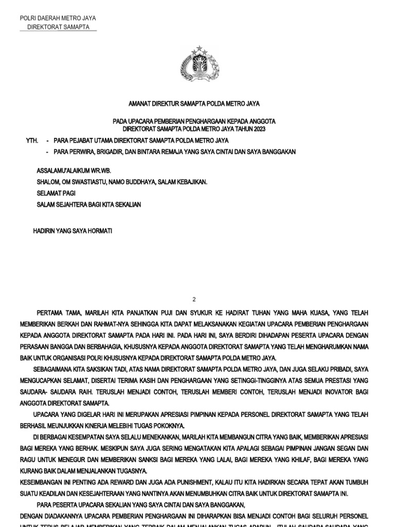 Amanat Penghargaan Anggota Berprestasi | PDF Amanat Penghargaan Anggota Berprestasi | PDF