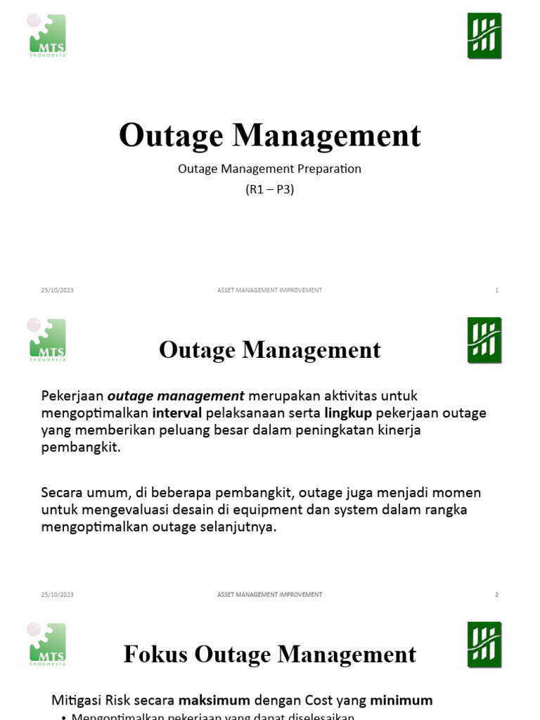 Outage Management - Office | PDF | Reliability Engineering | Asset ...