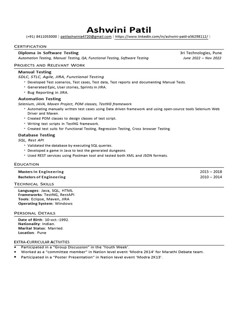 Ashwini Patil Resume | PDF