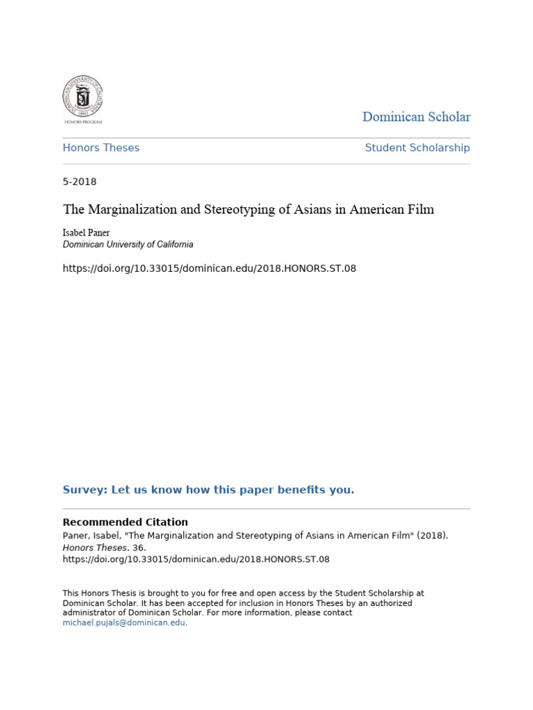 The Marginalization and Stereotyping of Asians in American Film | PDF