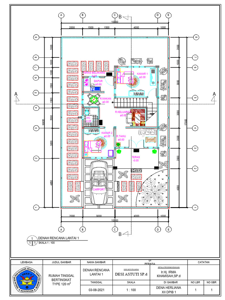 1.dena Herliana - XII DPIB 1 - DENAH RENCANA LANTAI 1 | PDF