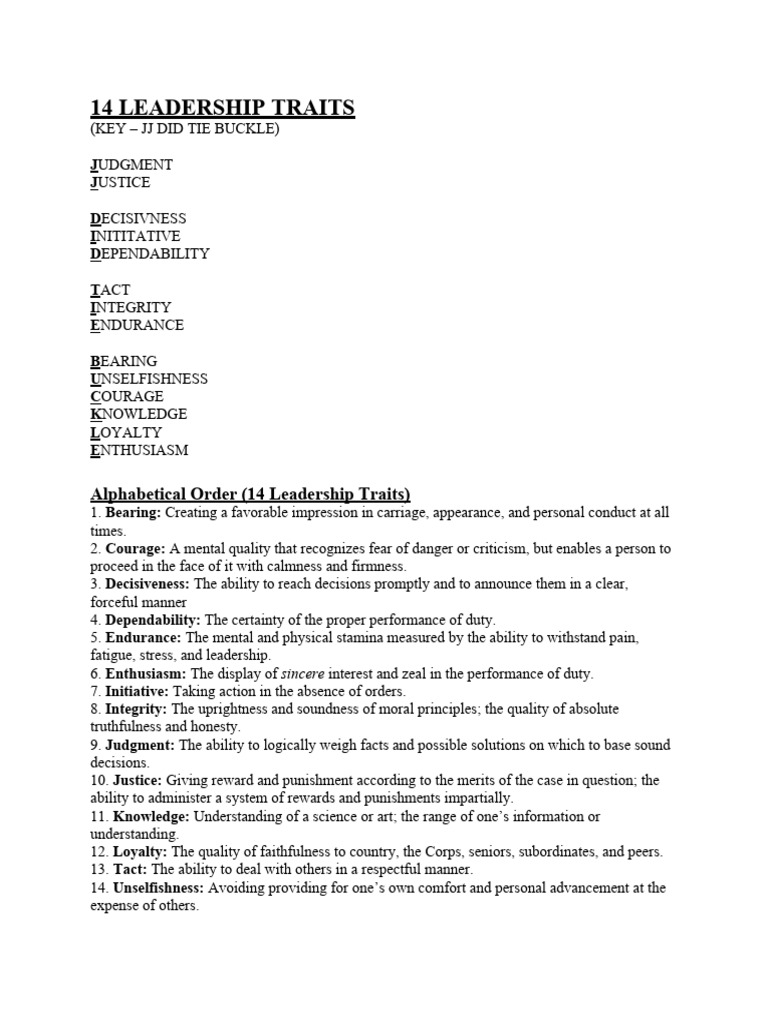 14 Leadership Traits | PDF | Career & Growth | Self-Improvement