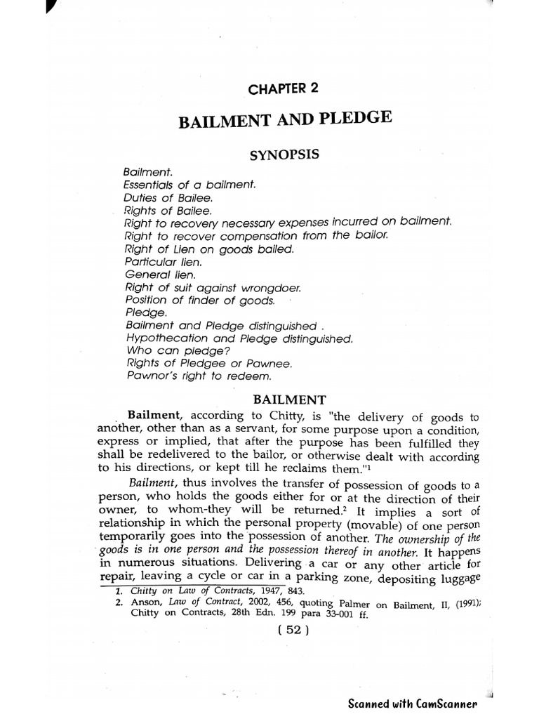Bailment and Pledge | PDF