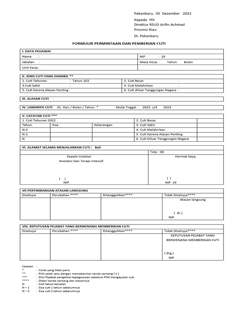 FORMULIR-FORMAT Permintaan Cuti | PDF