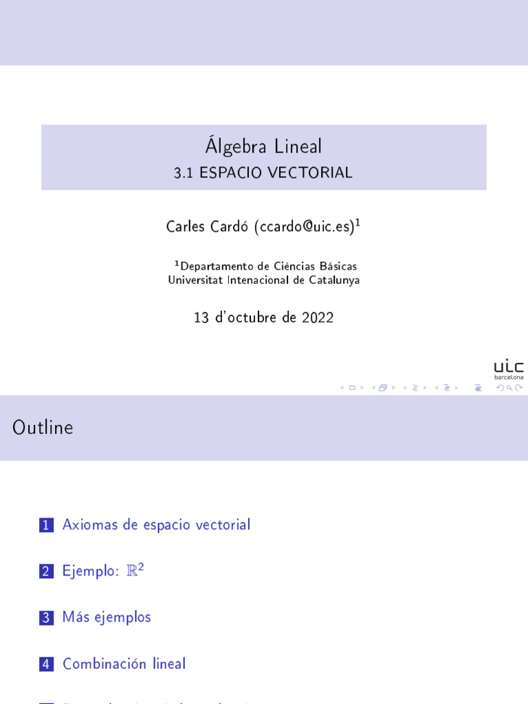 Espacio Vectorial Presentación Pdf Espacio Vectorial Campo