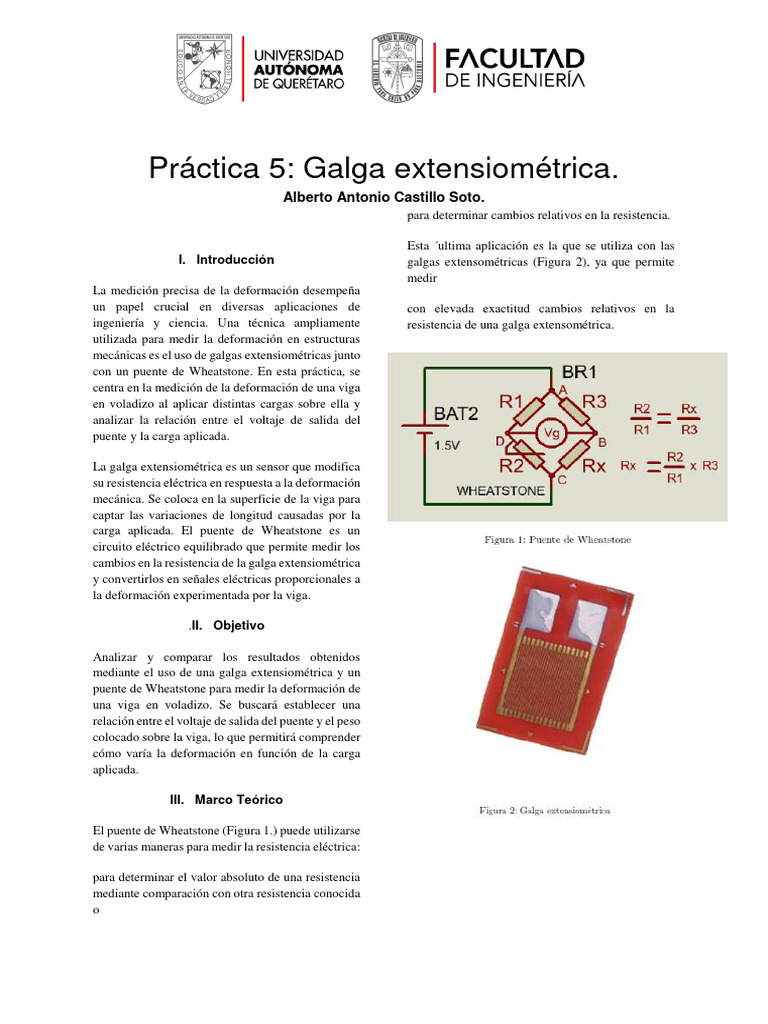 Practica 5 Galga Extensiometrica | PDF