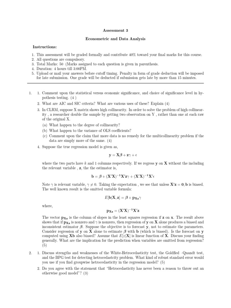 EDA Final Exam Question Paper | PDF | Multicollinearity | Regression Analysis