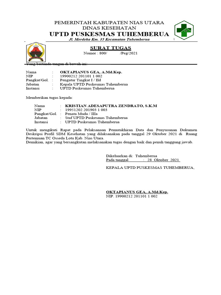 SPT Profil SDMK PKM Tuhemberua | PDF