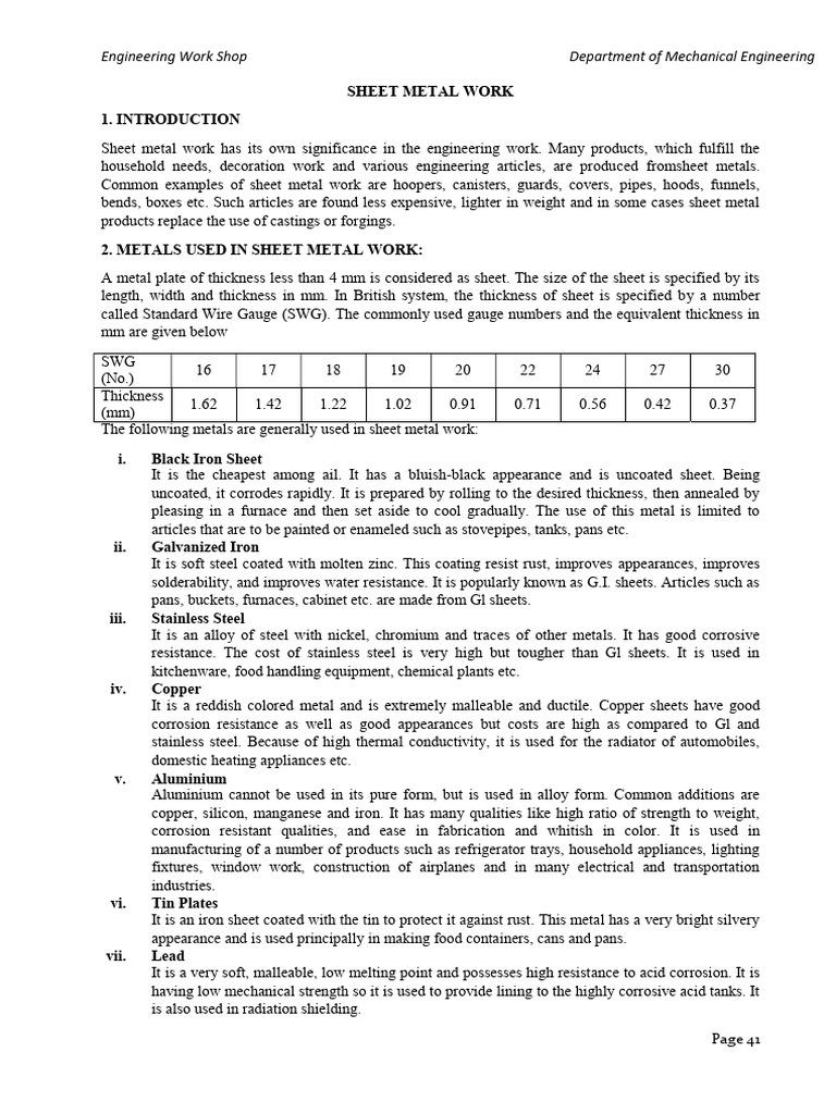 Workshop Practice (Sheet Metal) | PDF