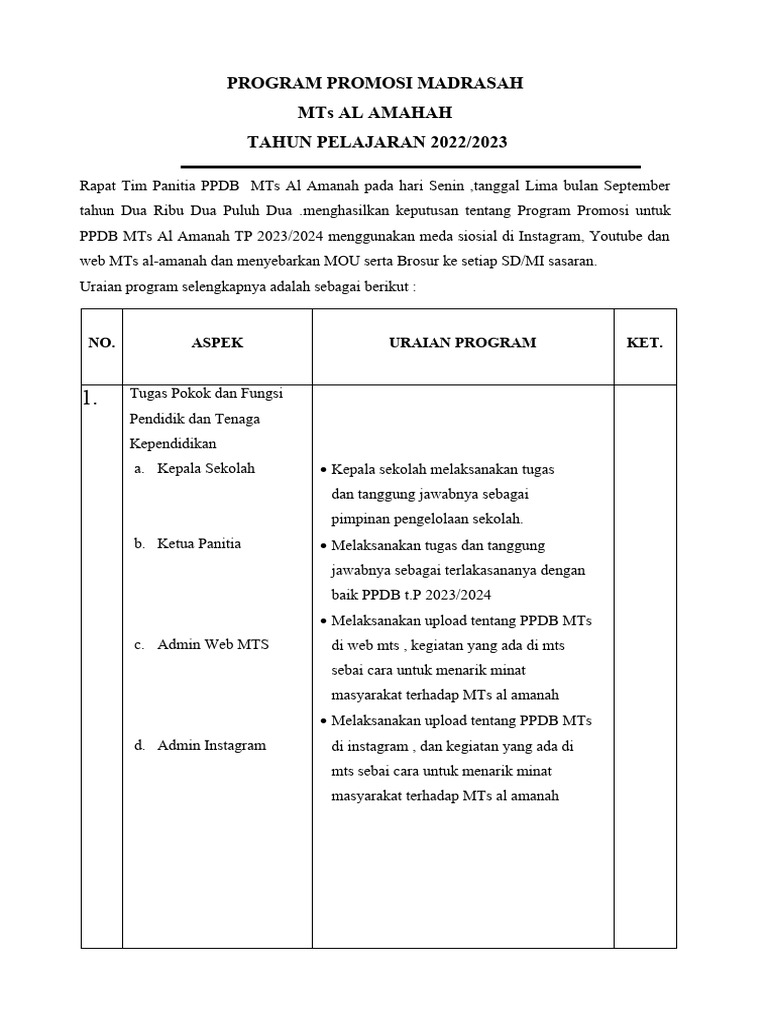 Program Promosi 2023-2024 | PDF