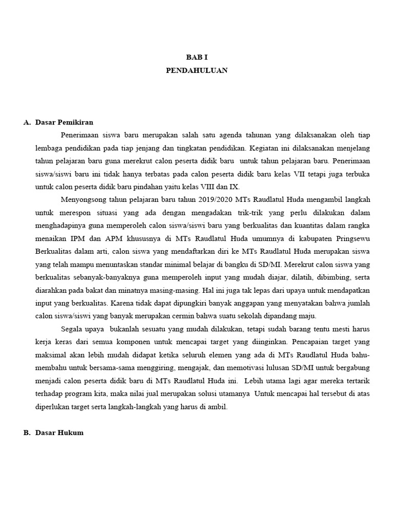 Program Kerja PPDB MTs | PDF