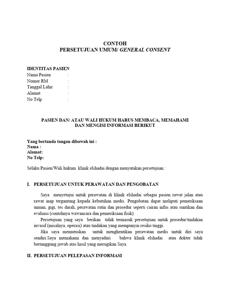 Contoh General Consent | PDF | Hukum
