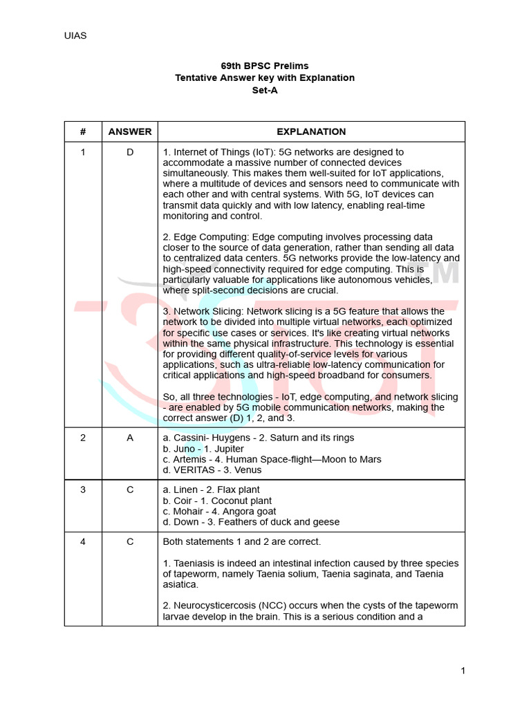 69th BPSC Prelims - Answer Key | PDF