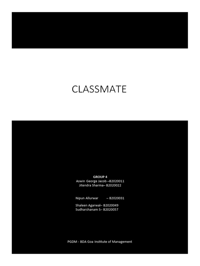 CLASSMATE | PDF | Market Segmentation | Target Audience